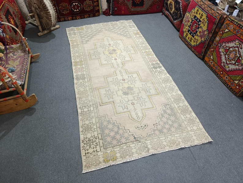 4x8 Vintage Turkish Oushak Rug: Handmade Faded Area Rug - Etsy UK