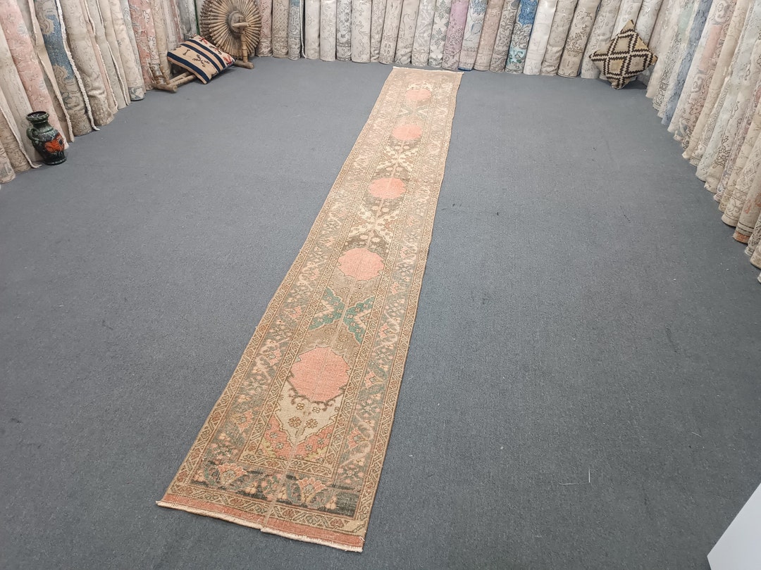 2x13 Vintage Rug Runner Natural Runner Rug Handmade Rug Oushak Runner ...