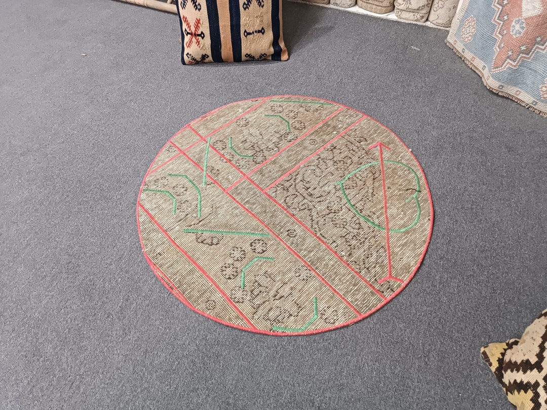 3x3 Oval Door Mat Vintage Rug Bath Mat Rug Decorative Door Mat Welcome ...