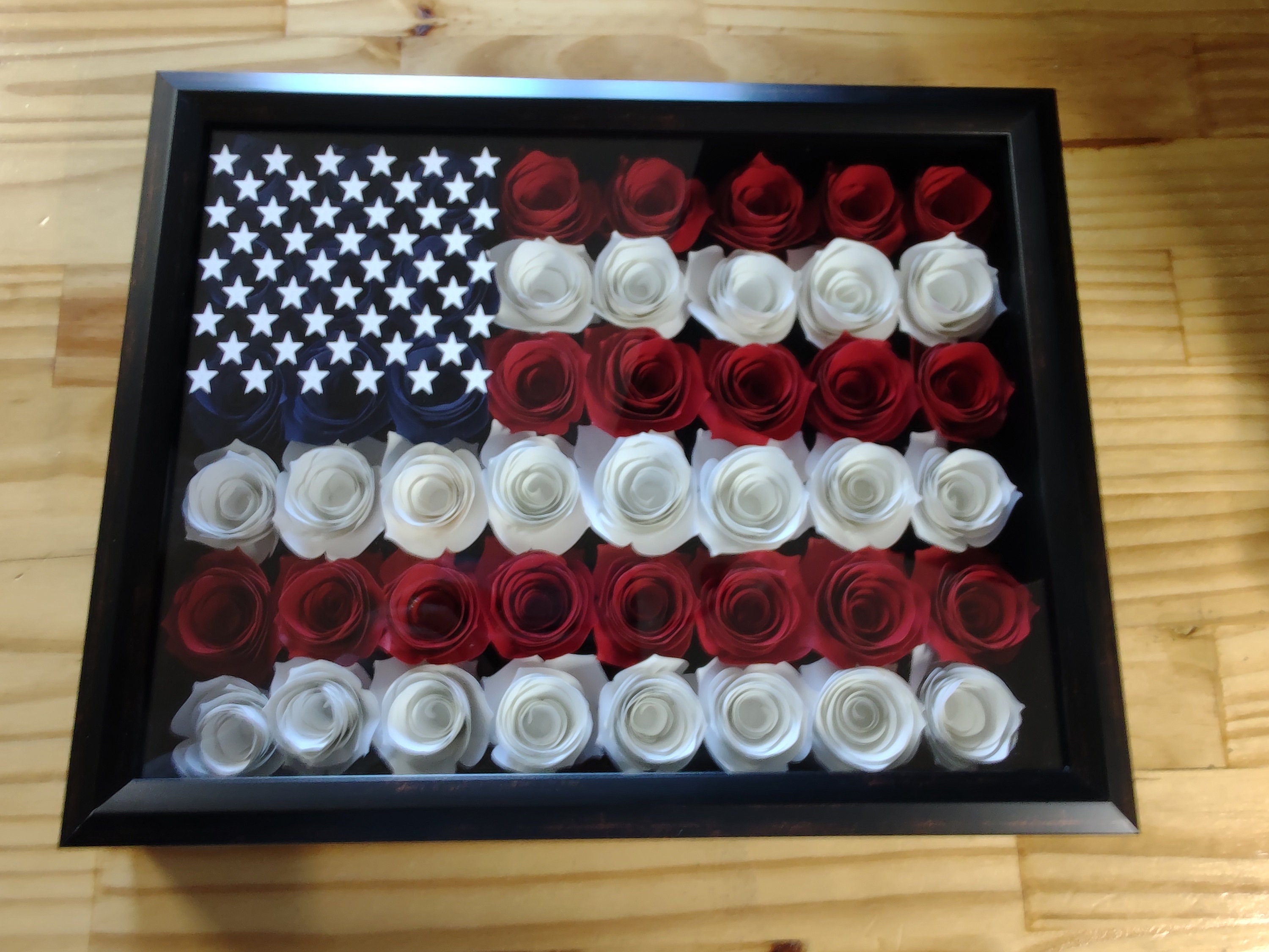 Paper Rose American Flag Shadow Box - Etsy