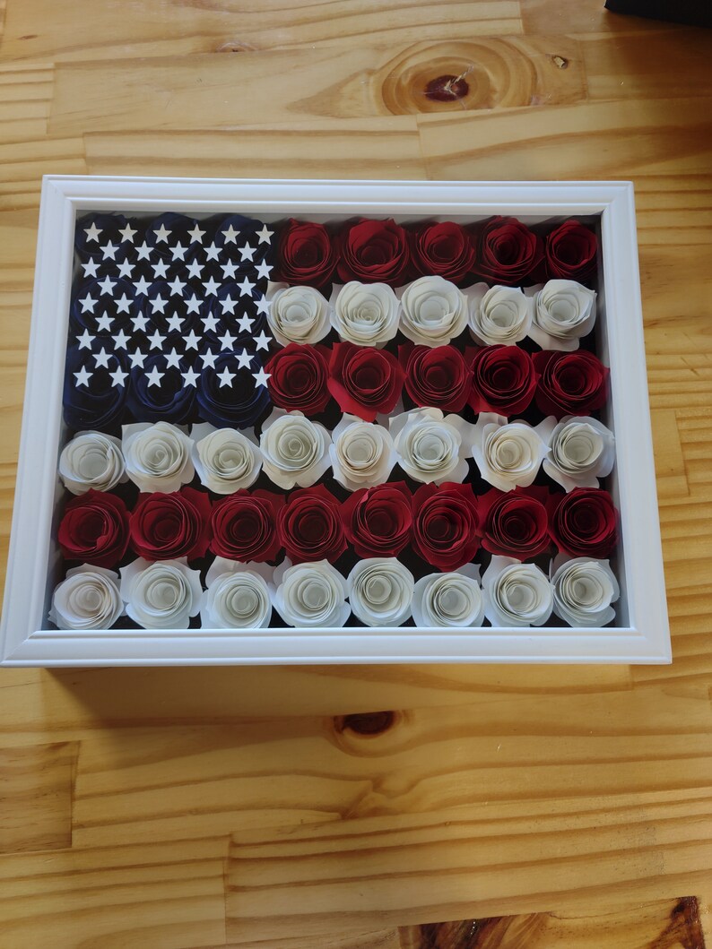 Paper Rose American Flag Shadow Box - Etsy