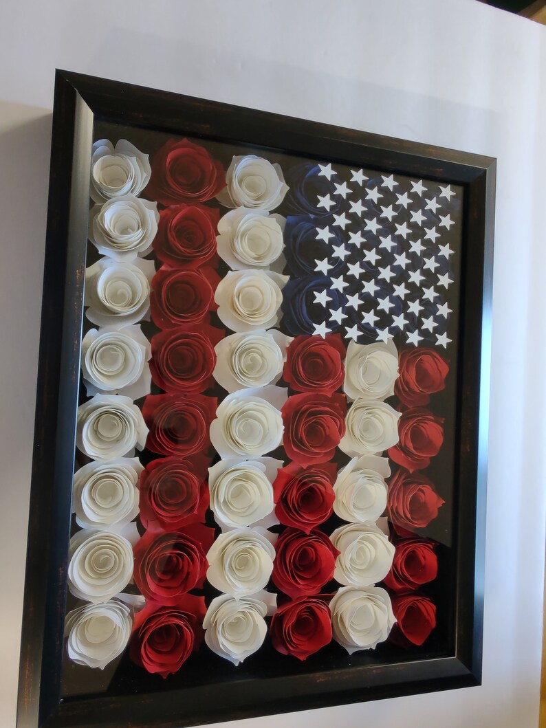 Paper Rose American Flag Shadow Box - Etsy