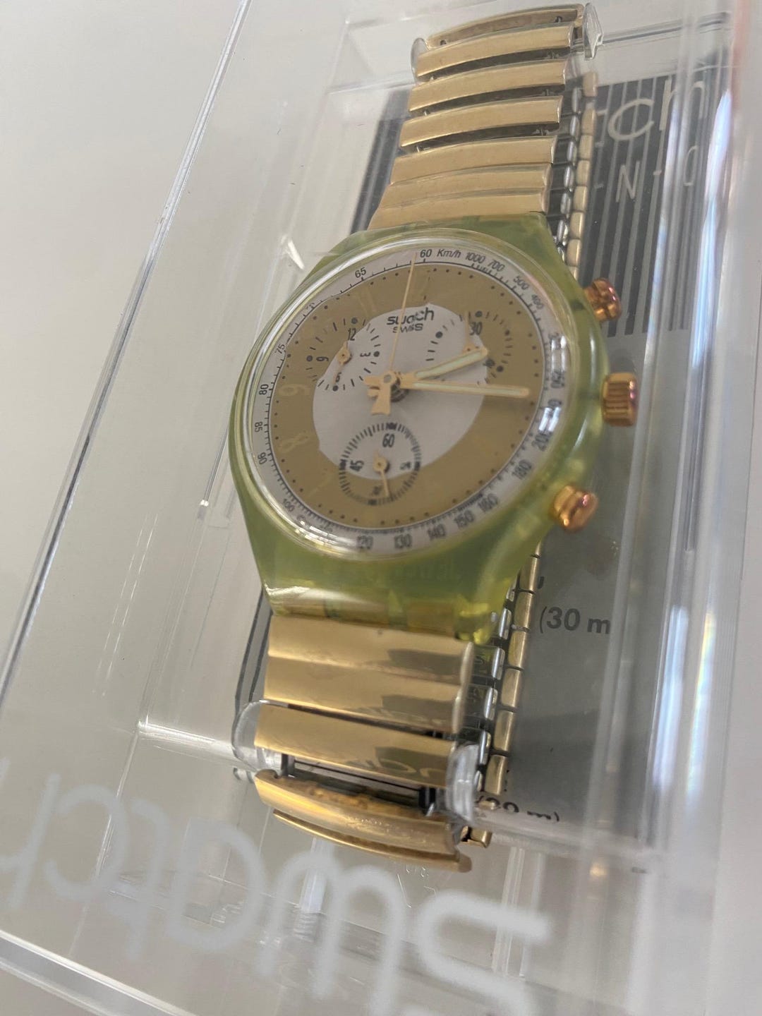 1993 Golden Globe Swatch Watch Chrono - Chronograph Watch, Flex Metal ...