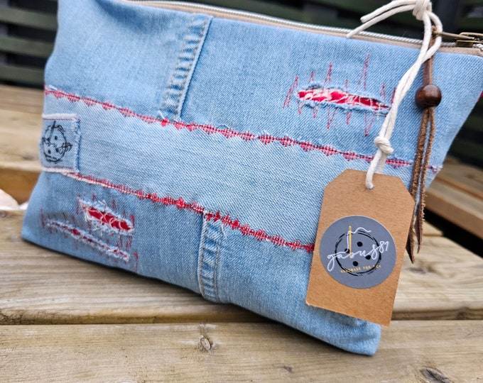 HANDMADE Quilted Jeans Denim Cosmetic Bag - Etsy