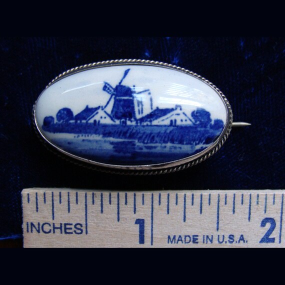 Pre-1956 Dutch Delft Windmill 835 Silver Brooch - 111… - Gem