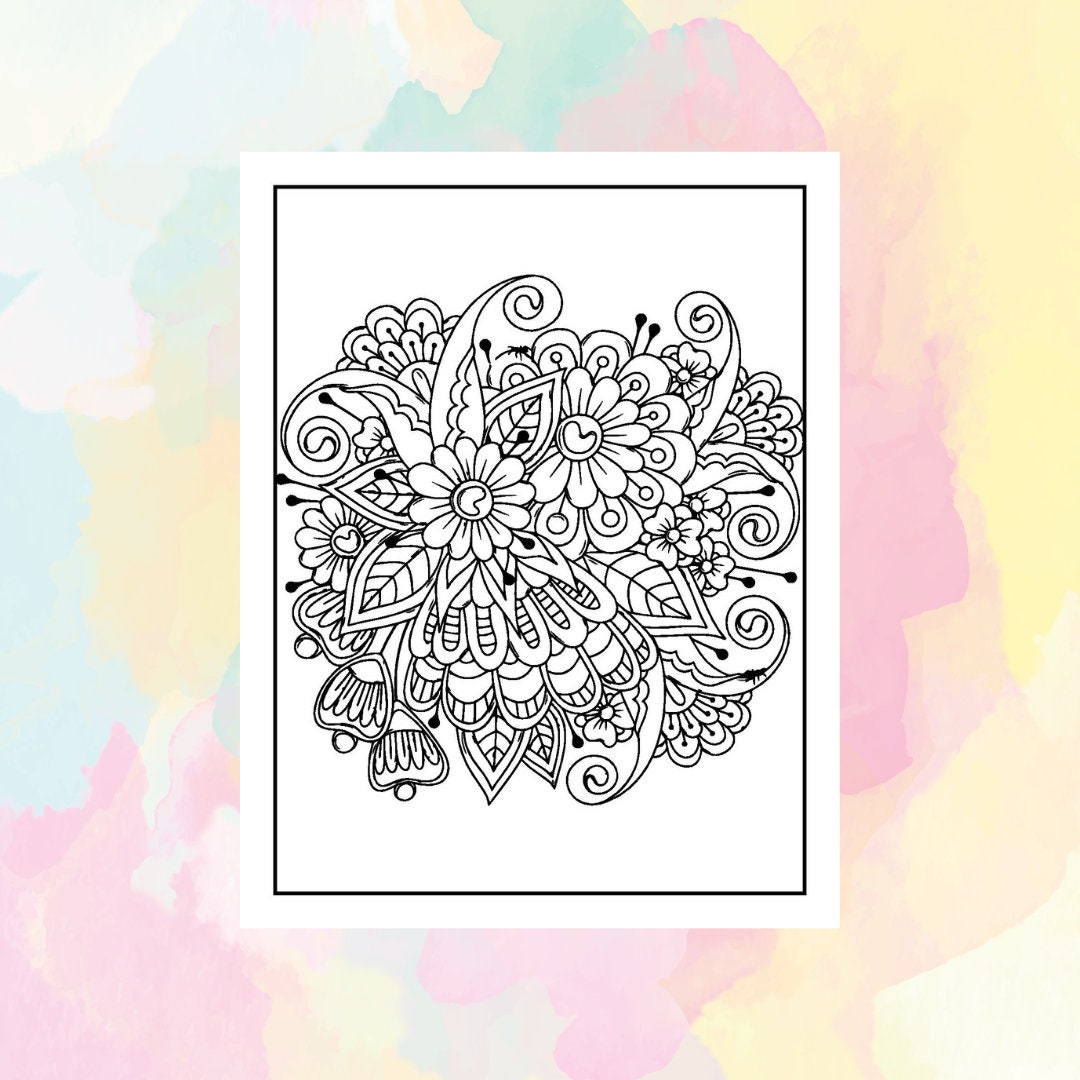 100 Easy Mandala Coloring Pages for Relaxation - Etsy