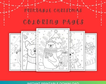 Christmas Santa Coloring Pages Sheets PRINTABLE Cute Learning Fun Kids ...