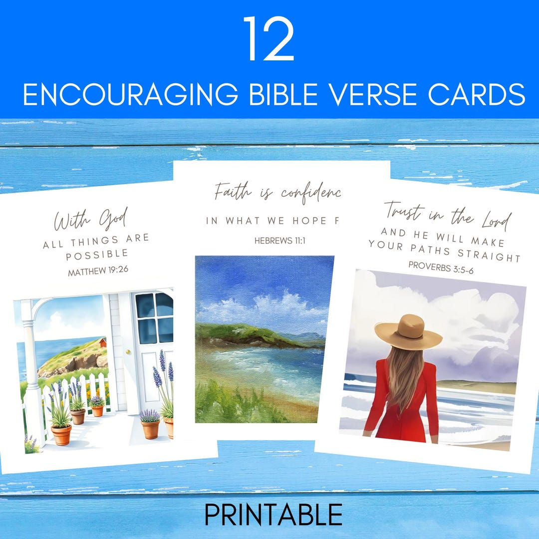 Encouraging Ocean Bible Verse Cards, Christian Seaside Scripture Note ...