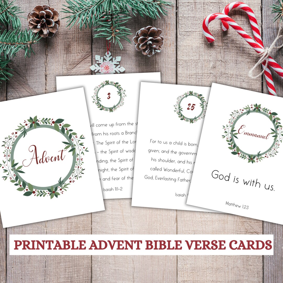 28 Printable Bible Christmas Countdown Advent Story Scripture Cards