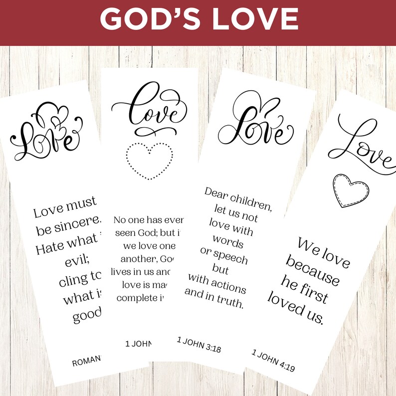 Christian Love Scripture Bookmarks God's Love Printable - Etsy