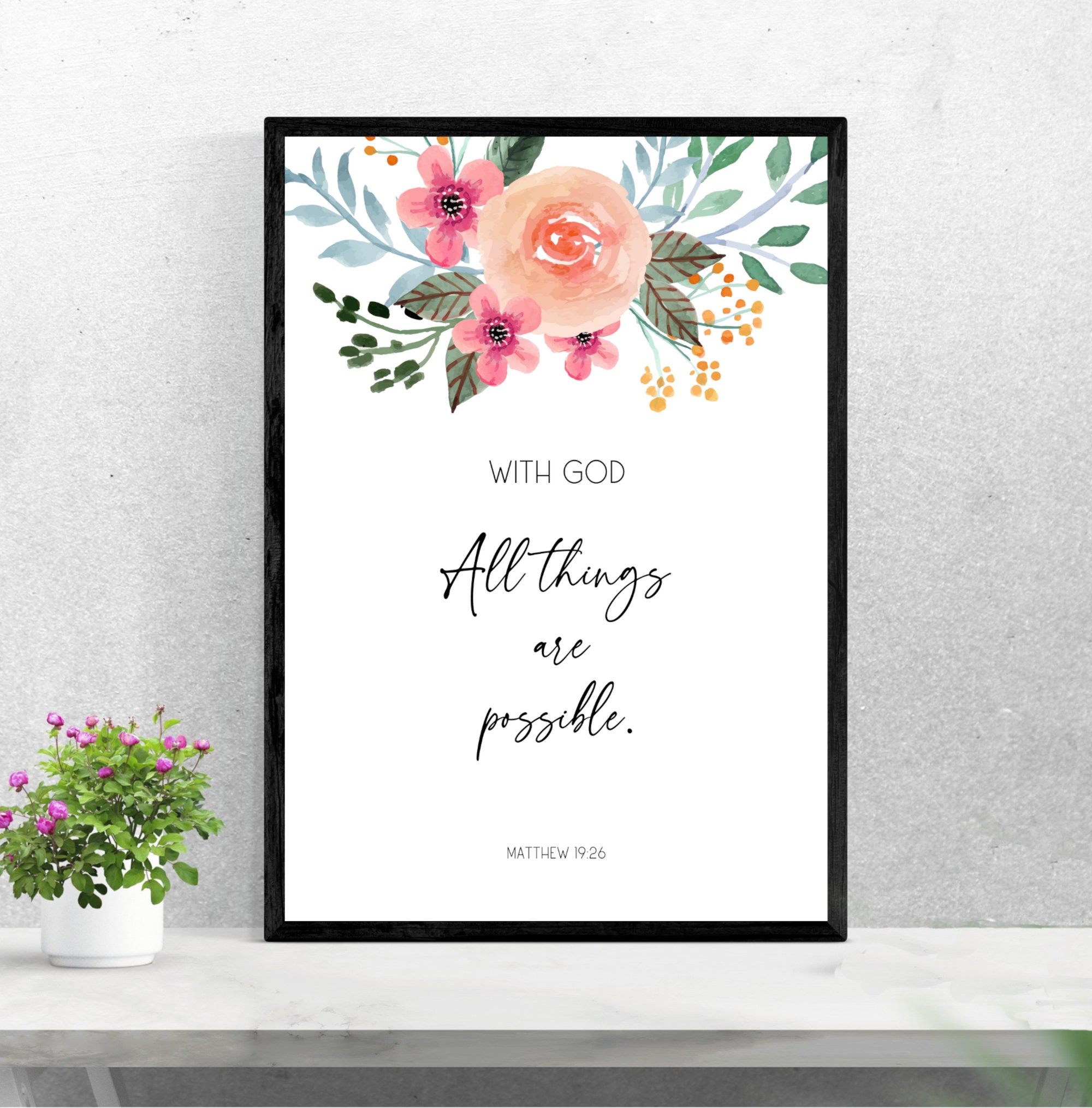 With God All Things Are Possible Bible Verse Matthew 19:26 - Etsy