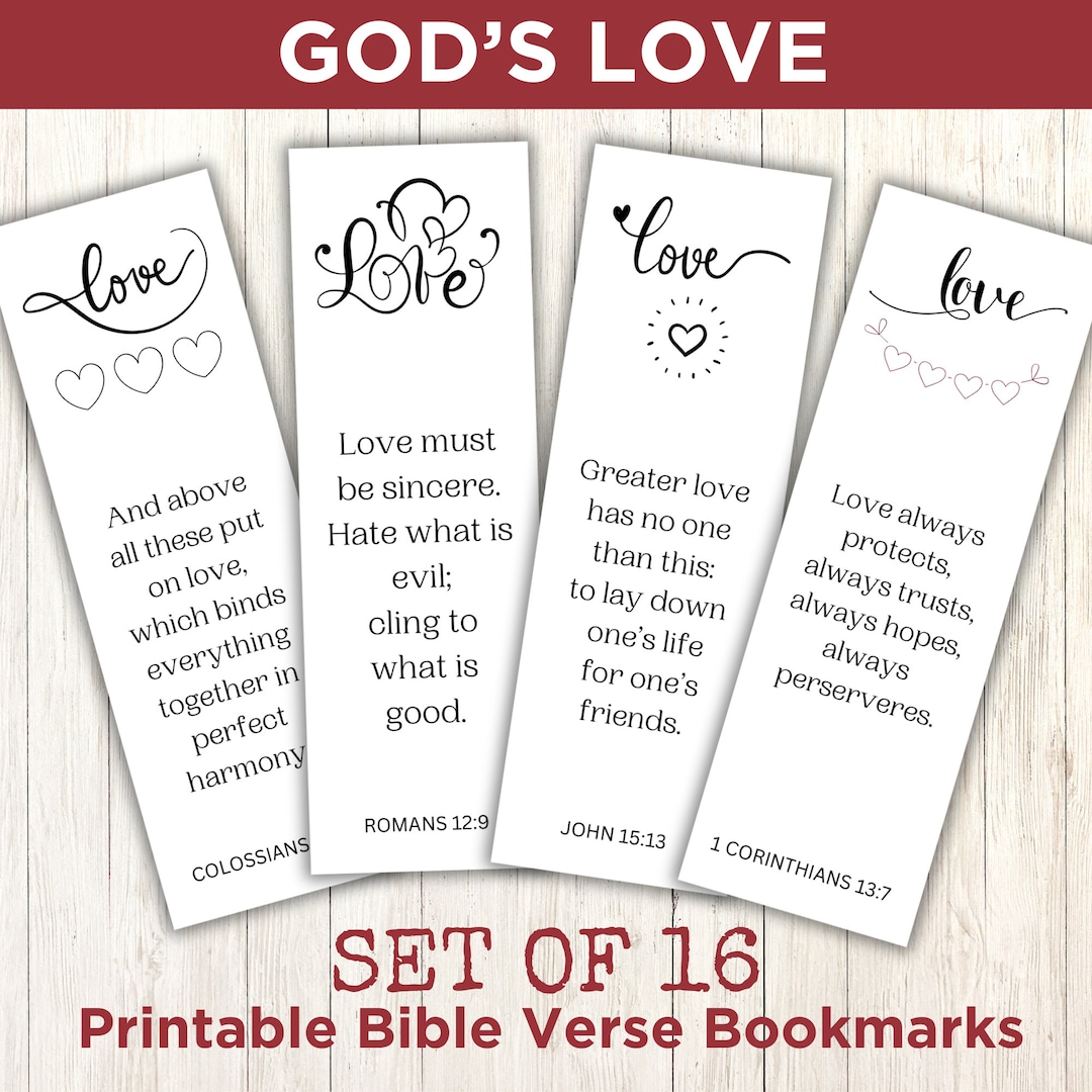 Christian Love Scripture Bookmarks God's Love Printable - Etsy