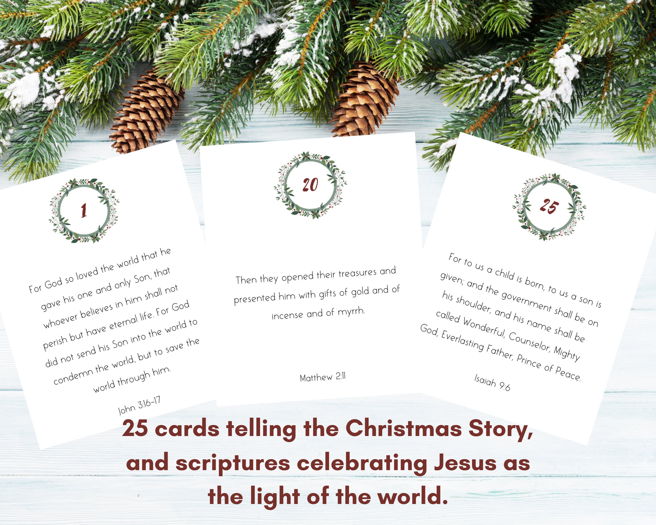 28 Printable Bible Christmas Countdown Advent Story Scripture Cards ...