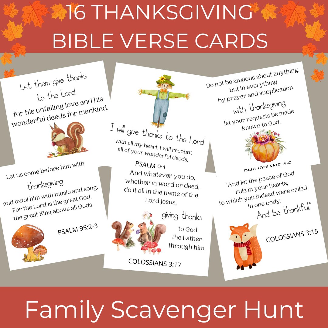 Fall Family Scavenger Hunt Bible Verse Cards Printable, Christian ...