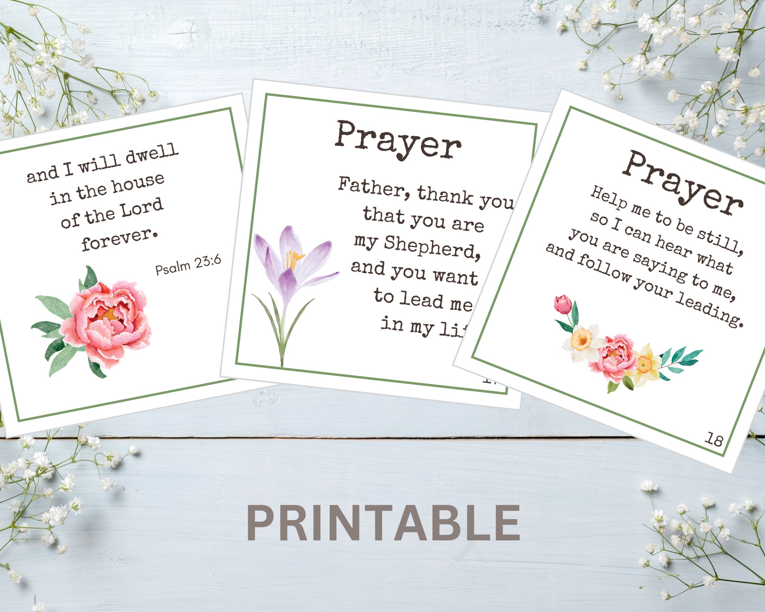 Encouraging Bible Verse Cards Printable Psalm 23 Floral - Etsy