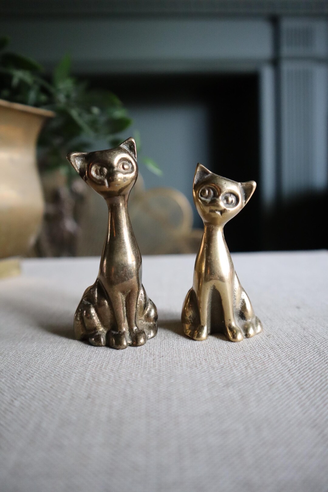 Vintage Brass Cats | MCM Brass Cat Mini Figurines | Midcentury Modern ...