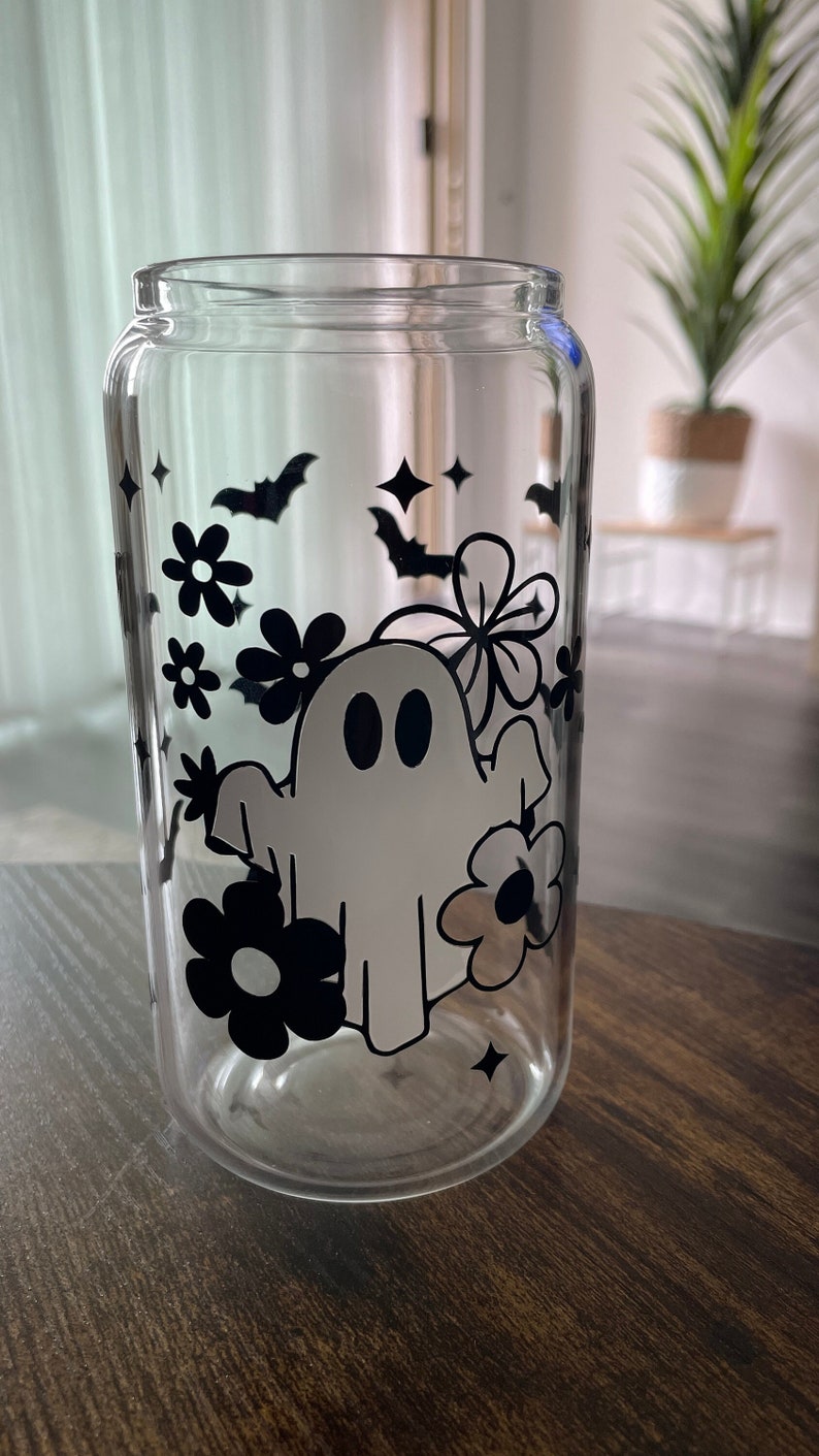 Cute Ghost Glass Can - Etsy
