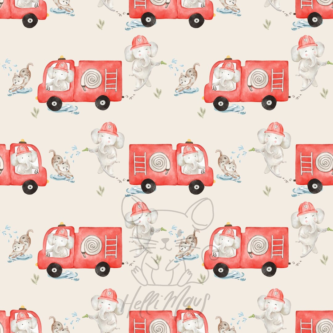 Organic French Terry Animal Fire Engine Own Production From 0.5 Meters ...