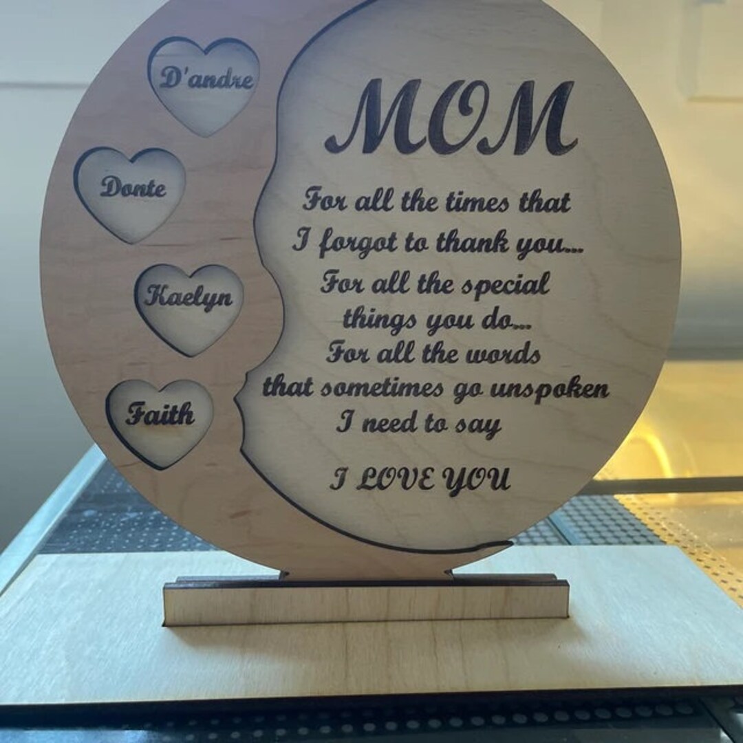 Mothers Day Thank You Mom Layered Sign Laser Glowforge - Etsy