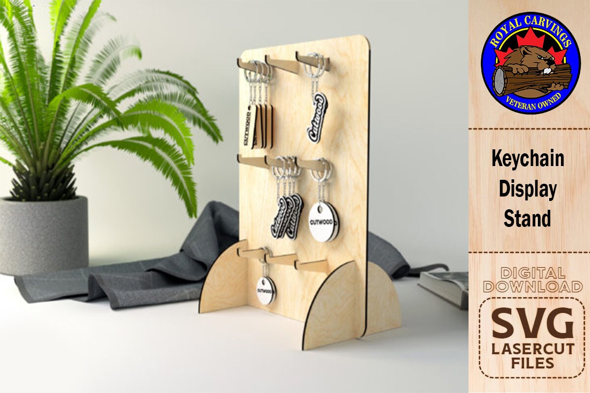 Keychain Laser Cut Display Stand SVG Clipart. Vector, EPS, Glowforge ...