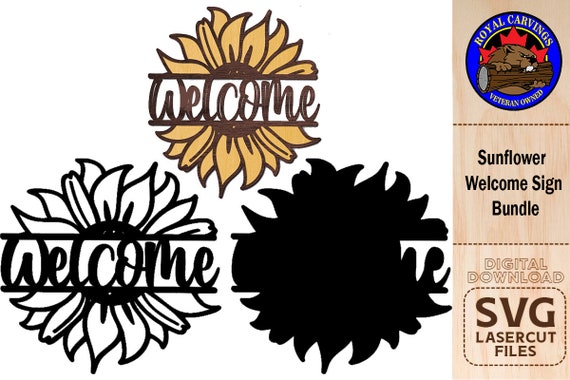 Sunflower Welcome Door Sign Bundle Laser Glowforge SVG Love - Etsy