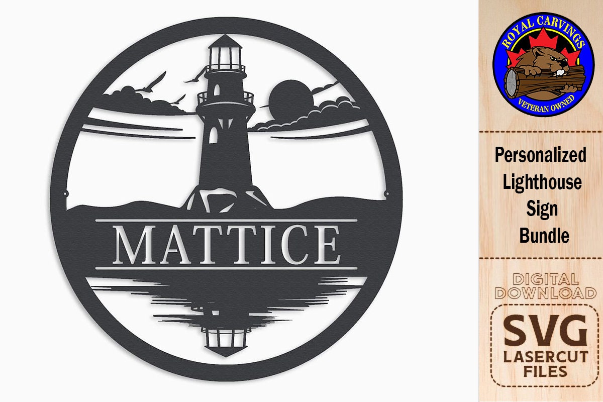 Personalized Lighthouse Sign Bundle Laser Glowforge SVG Love - Etsy