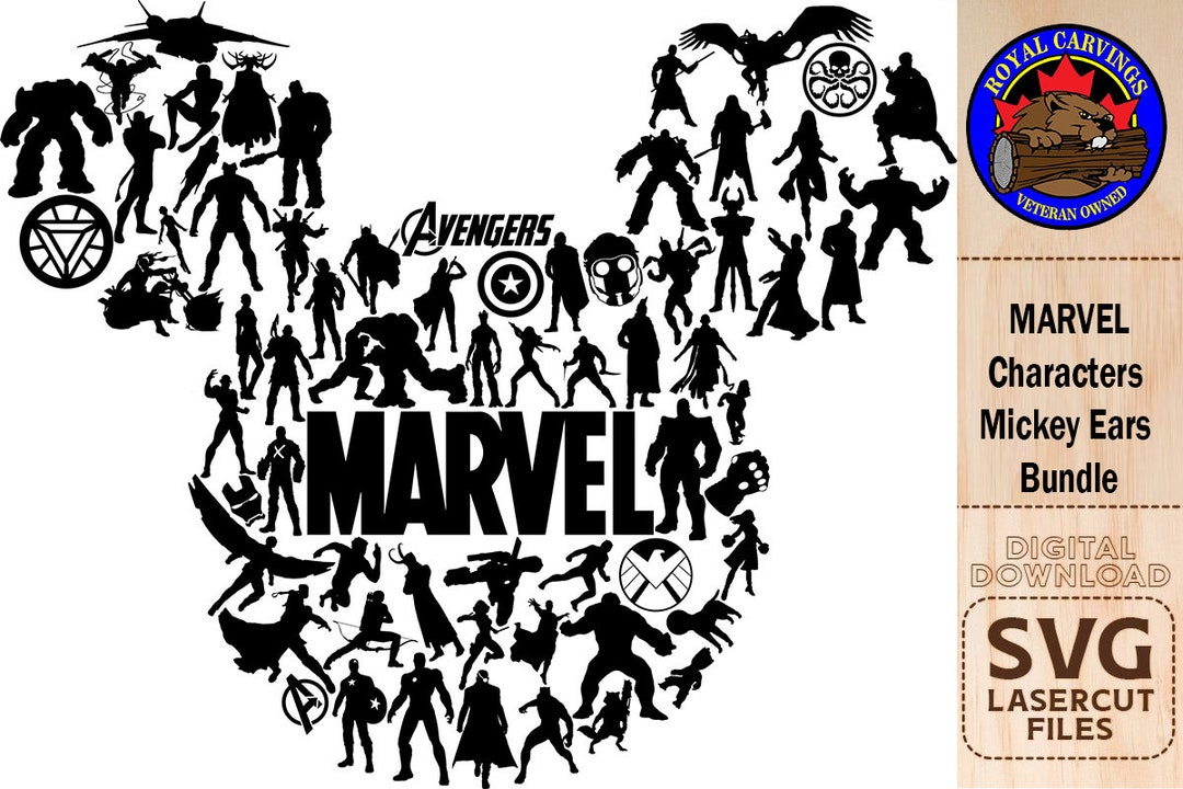 Marvel Avenger Character Mickey Ears SVG Bundle for Cricut ...