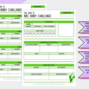 The Sims 4 ABC Baby Challenge Printable Planner Pages - Etsy Australia
