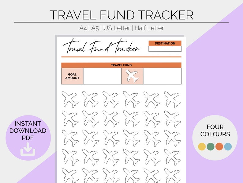 Travel Fund Tracker Printable Planner Pages Hobby - Etsy