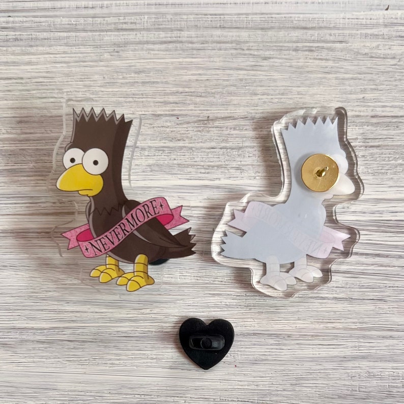 Bart Nevermore Acrylic Pin the Simpsons Badge the Raven Brooch ...