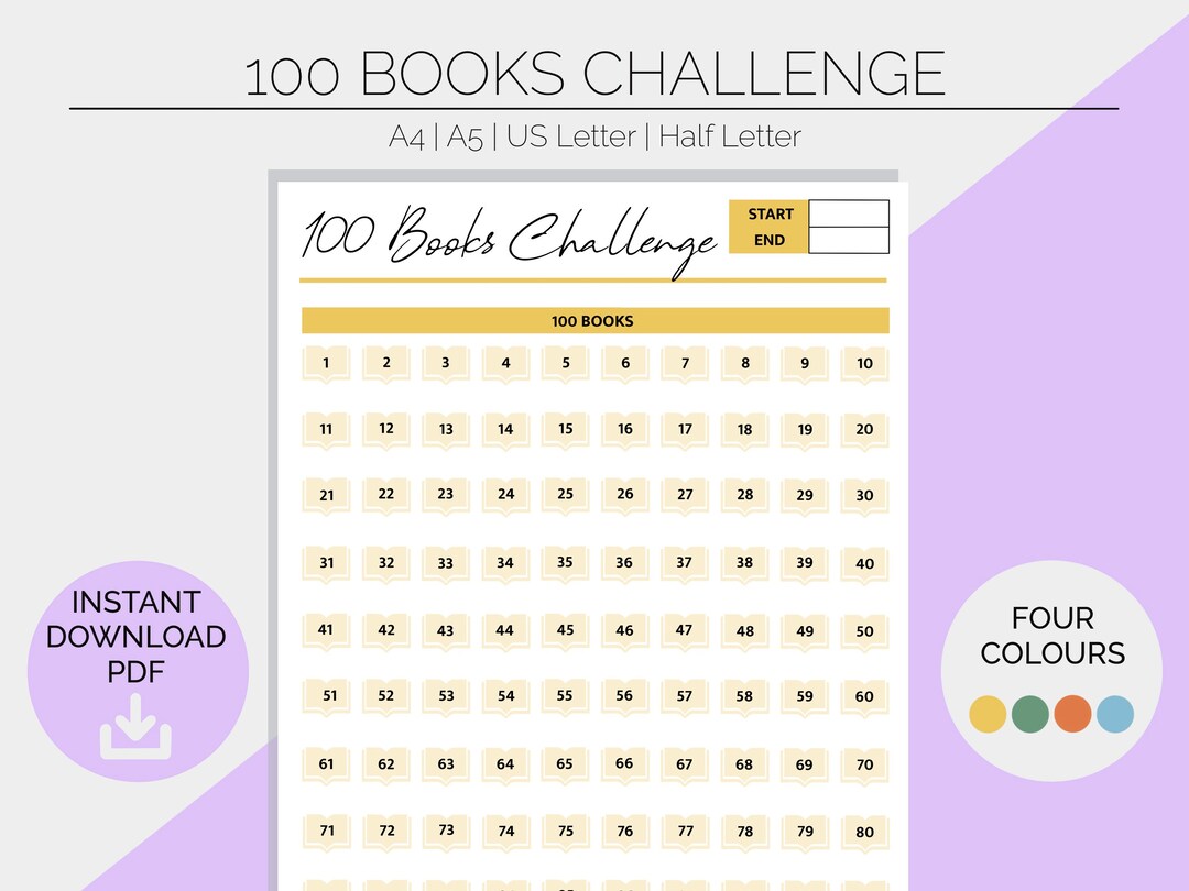Read 100 Books Challenge | Printable Planner Pages | Hobby | Book ...