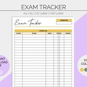 Exam Tracker Printable Planner Pages Student Planner Reading University ...