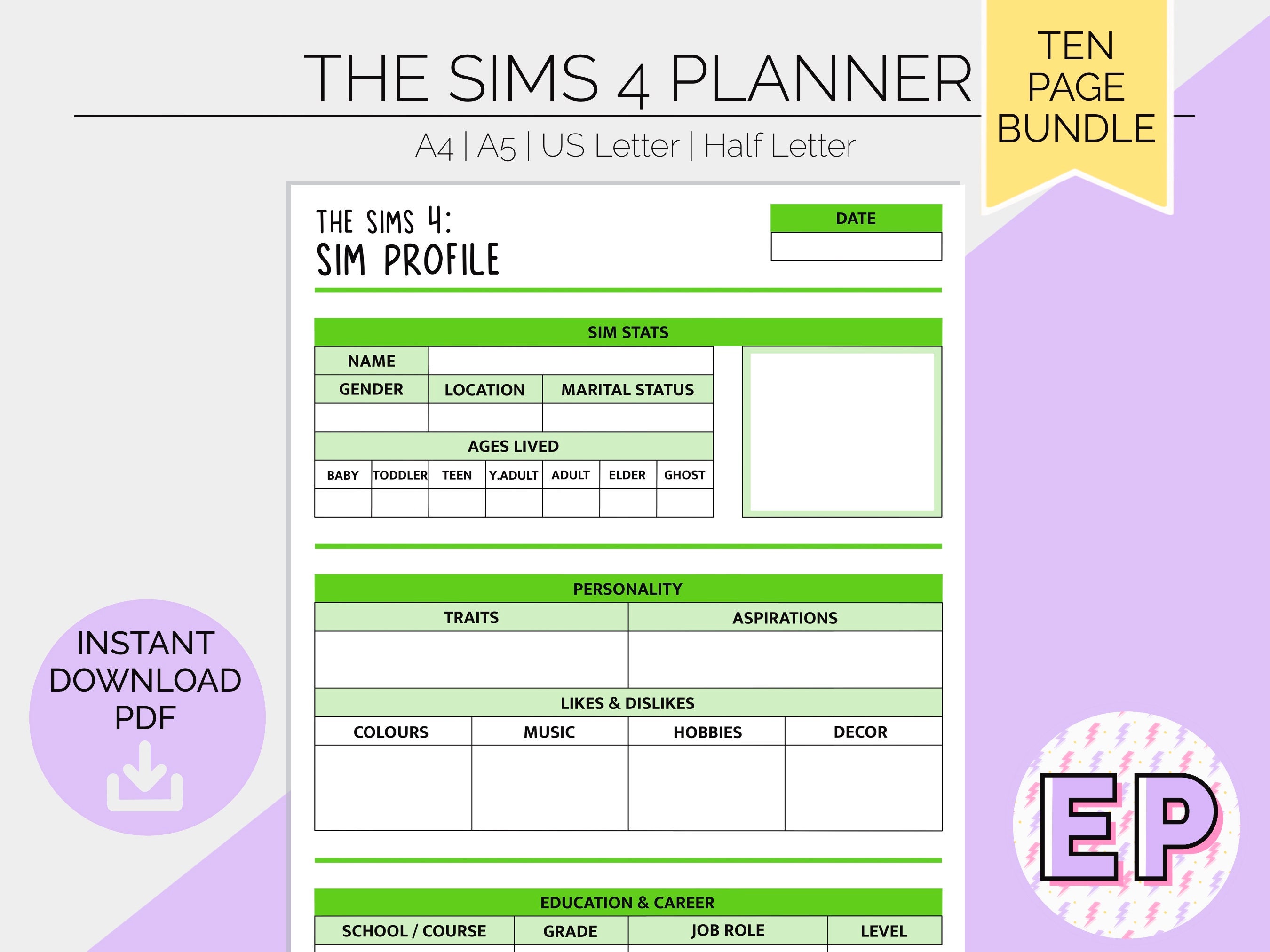 The Sims 4 Complete Planner Printable Planner Pages Hobby | Etsy UK
