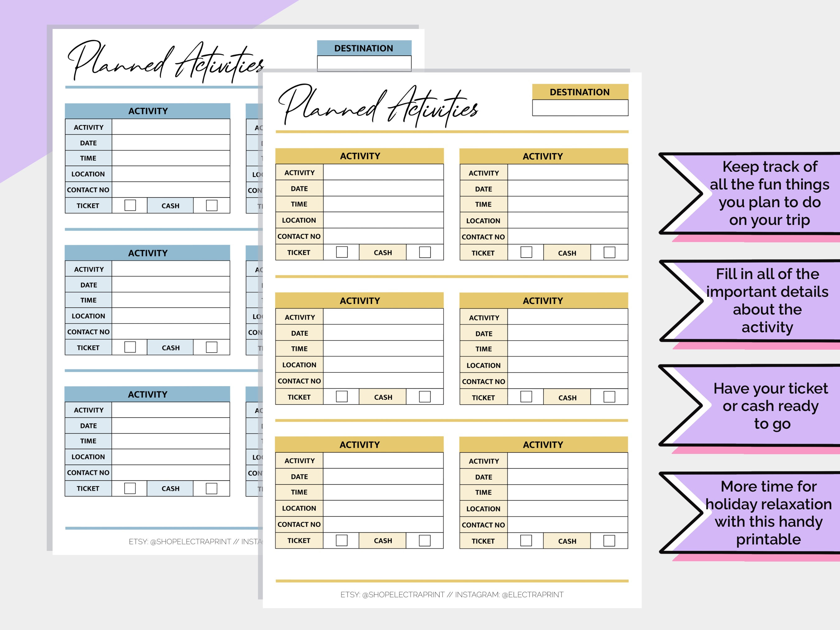 Activity Tracker Printable Planner Pages Hobby Holiday Vacation Action ...