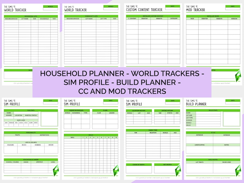 The Sims 4 Complete Planner Printable Planner Pages Hobby | Etsy Denmark