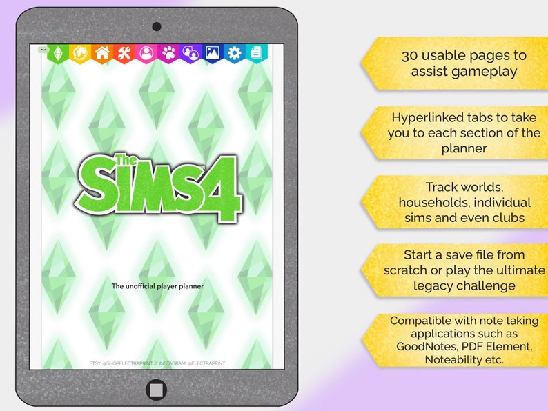 The Sims 4 Player Planner: Digital Journal & Game Tracker (printable ...