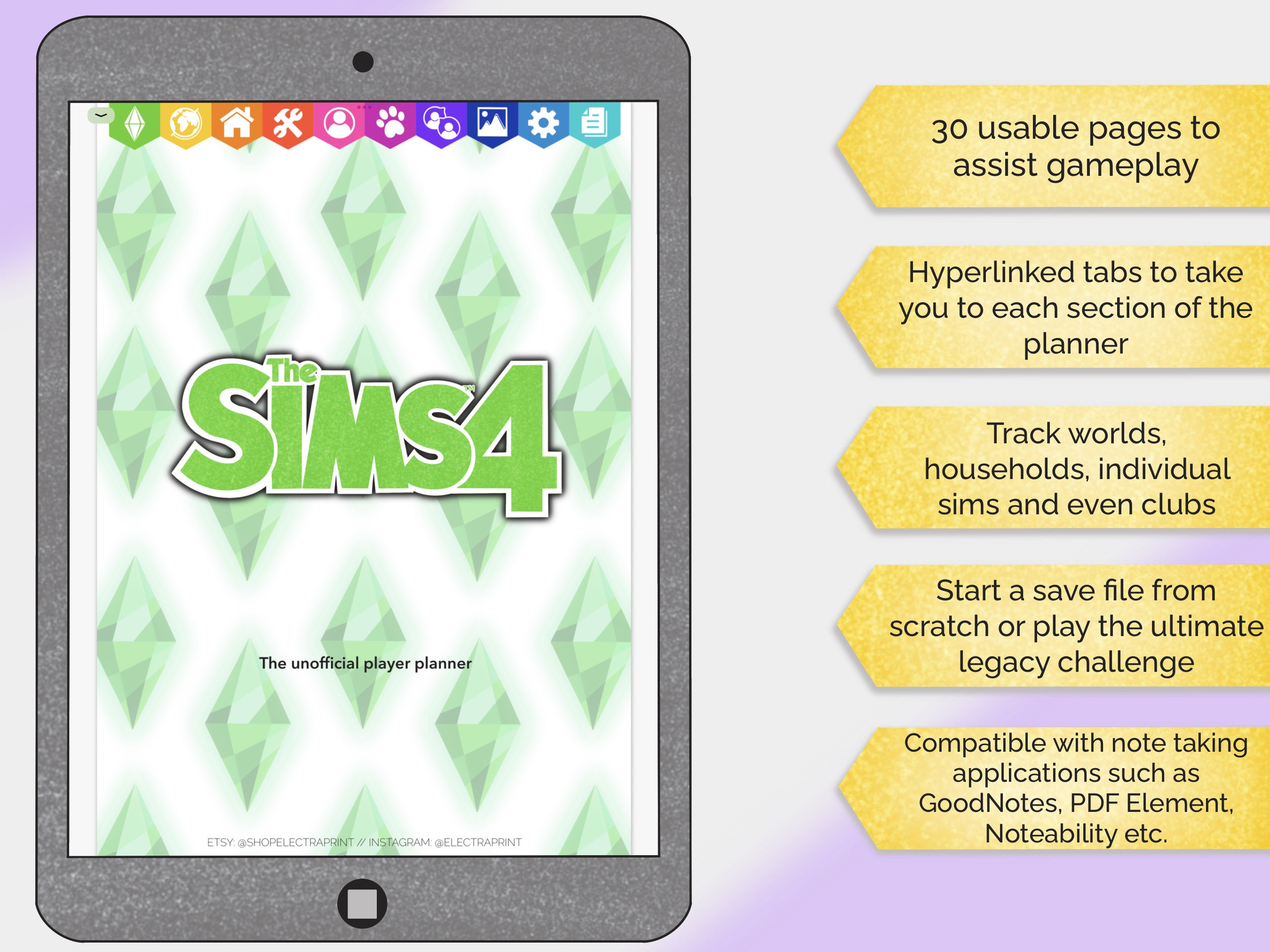 The Sims 4 Player Planner: Digital Journal & Game Tracker (printable ...
