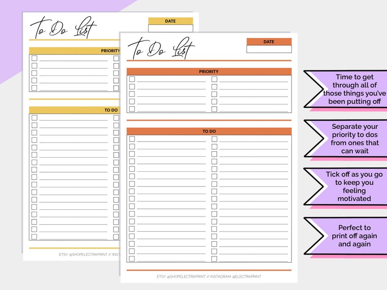 To Do List Printable Planner Pages Life Admin Checklist Daily Schedule ...