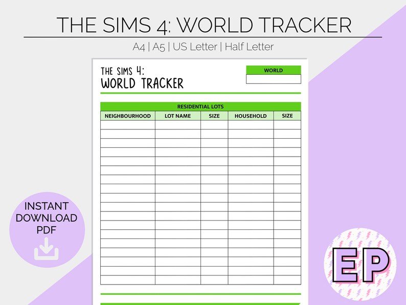 The Sims 4 World Tracker Printable Planner Pages Hobby - Etsy