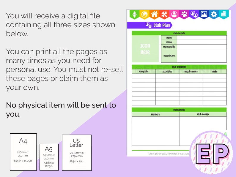 The Sims 4: Club Plan Printable Planner Pages Hobby Tracker PC Game Log ...
