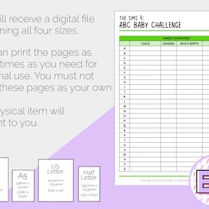 The Sims 4 ABC Baby Challenge Printable Planner Pages - Etsy Australia