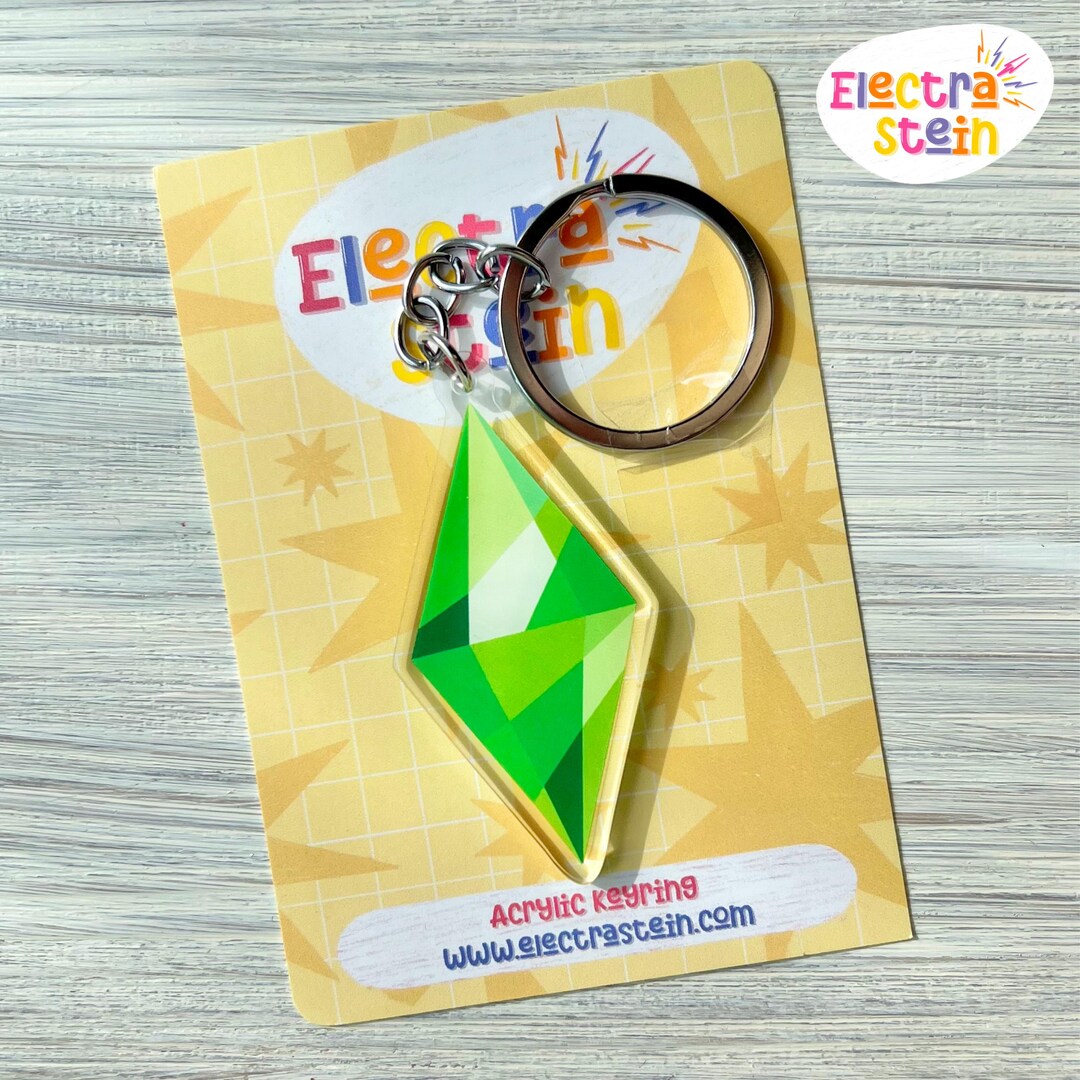 The Sims 4: Plumbob Acrylic Keyring | Green Gamer Keychain | Simmer ...