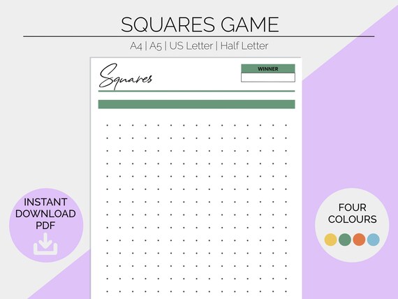 Squares Game Printable Planner Pages Children's - Etsy