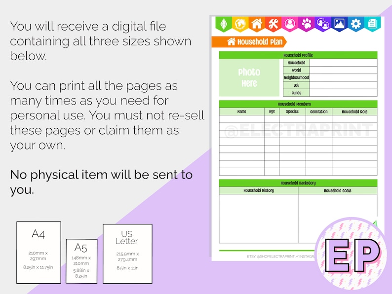 The Sims 4: Household Plan Printable Planner Pages Hobby - Etsy Australia