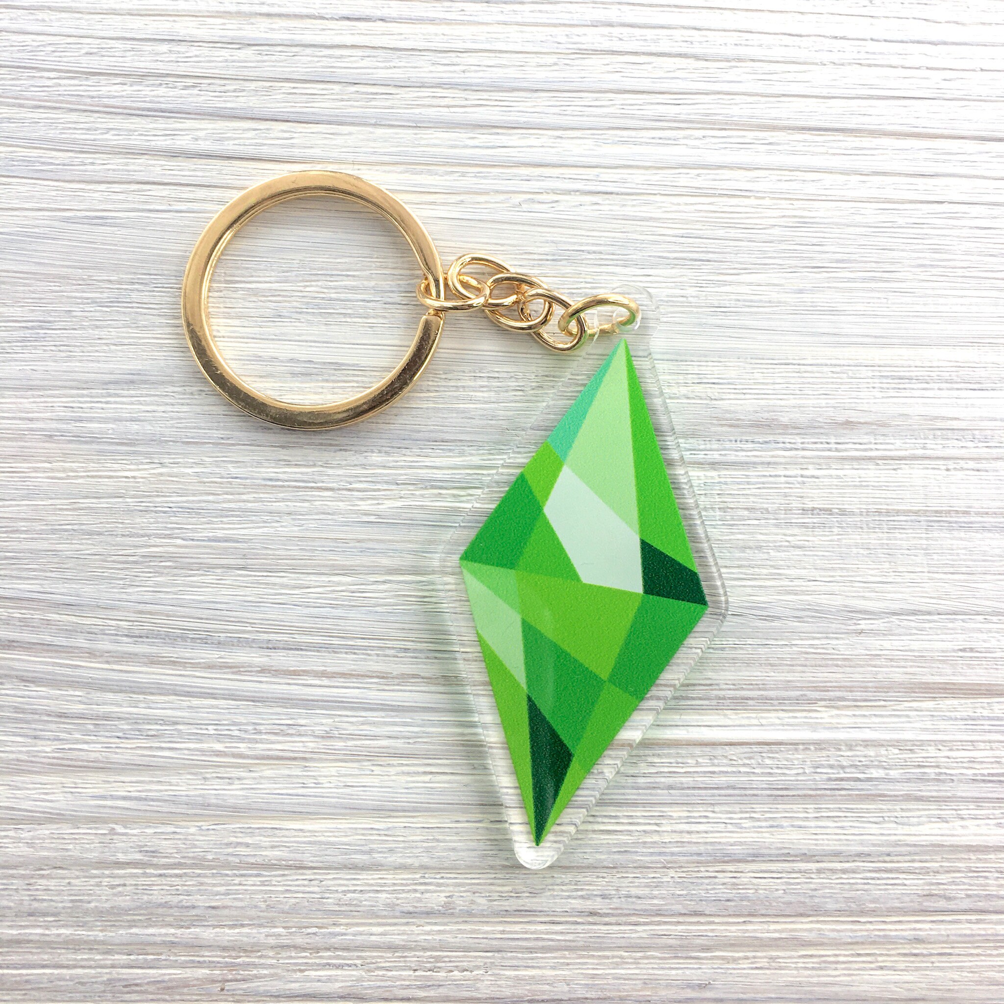 The Sims 4 Green Acrylic Plumbob Keyring Vibrant Simlish Keychain the ...