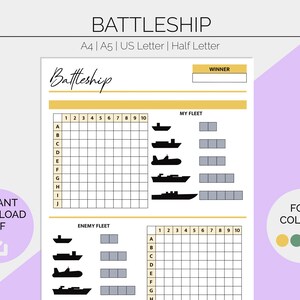 Battleship Game Printable: Family Game Night Planner (instant Download ...