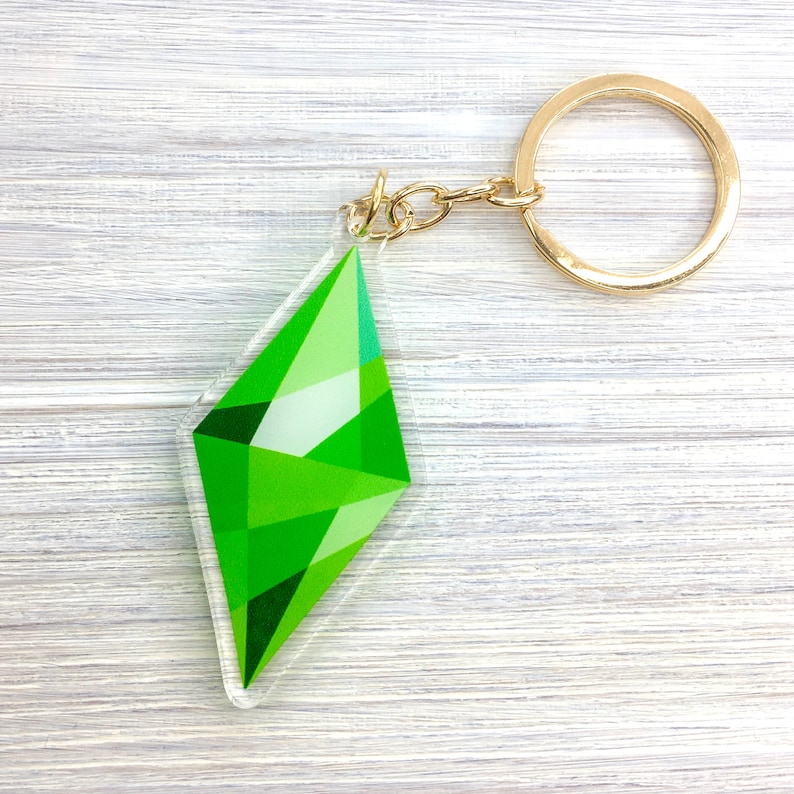 The Sims 4 Green Acrylic Plumbob Keyring Vibrant Simlish Keychain the ...