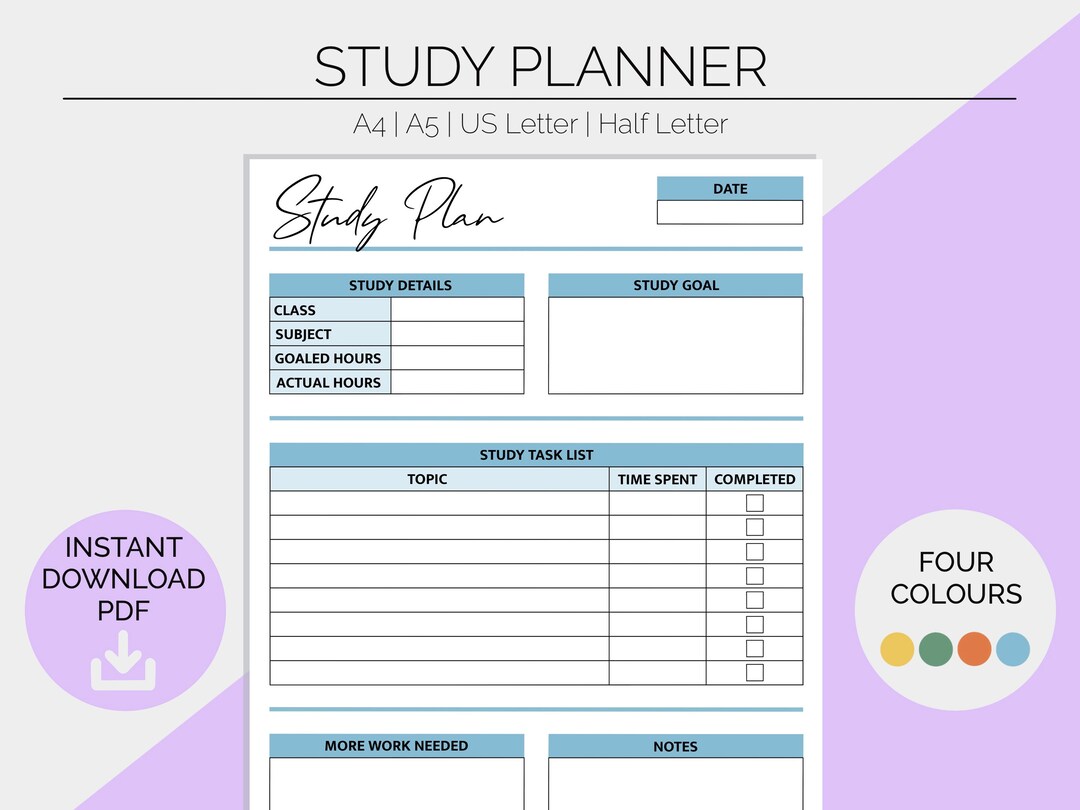 Study Planner Printable Planner Pages Student Planner School Log ...