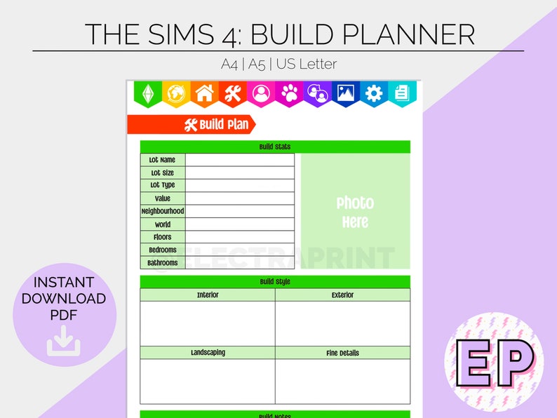 Sims 4 Build Planner: Printable Hobby Tracker (digital Download) - Etsy ...