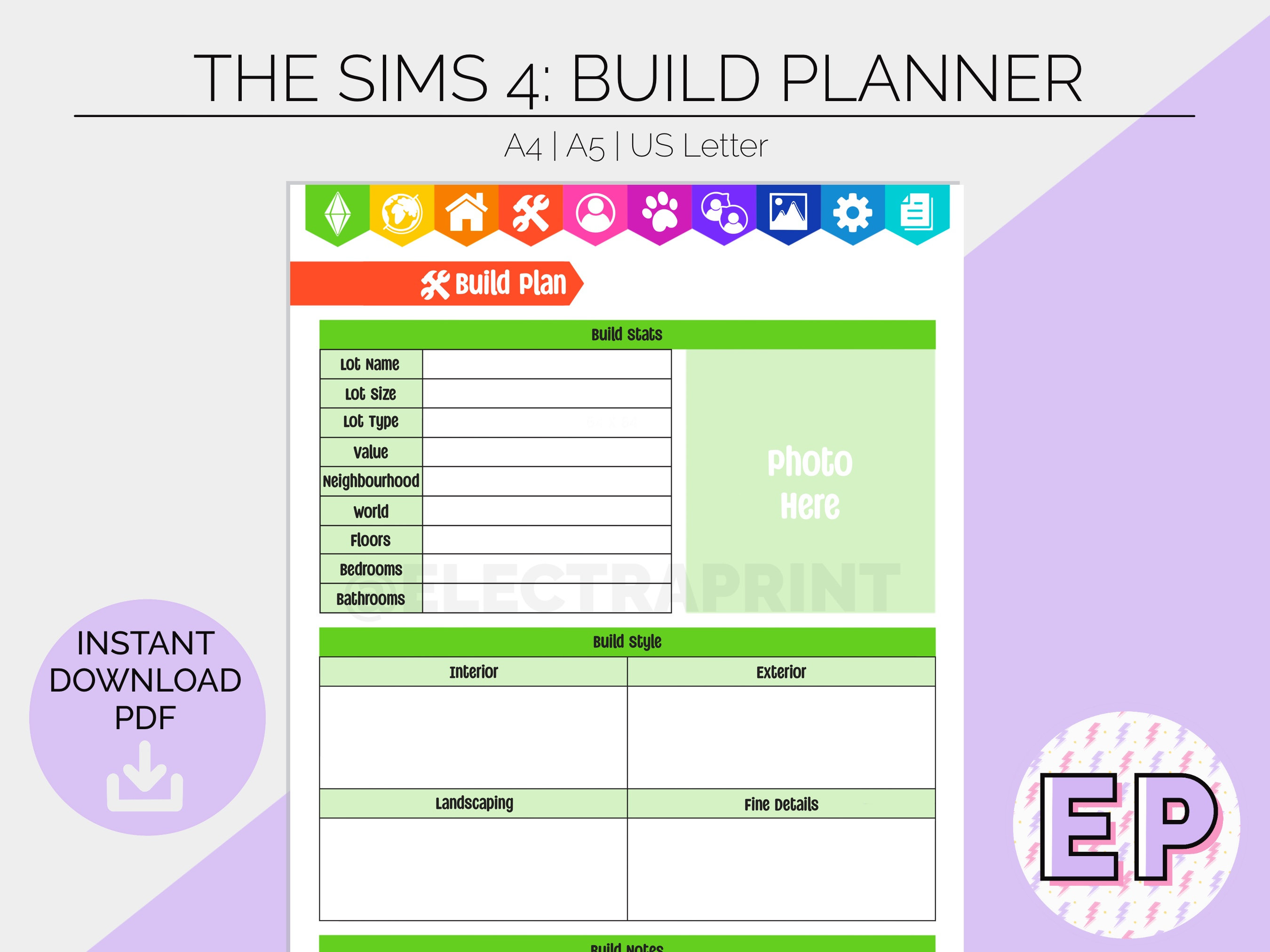 Sims 4 Build Planner: Printable Hobby Tracker (digital Download) - Etsy